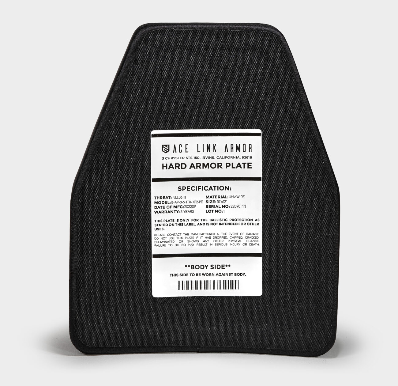 Level 3 Body Armor Swimmers Cut - Neutrally Buoyant Rifle Plate